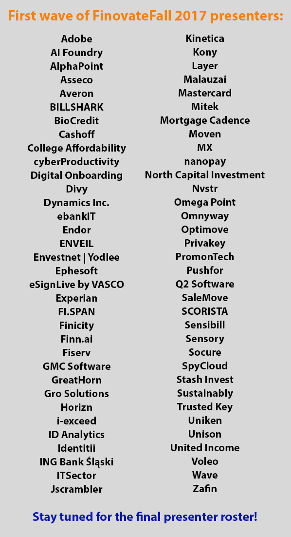 FinovateFall 2017 anuncia a los finalistas para presentar en NY - Ebanking News